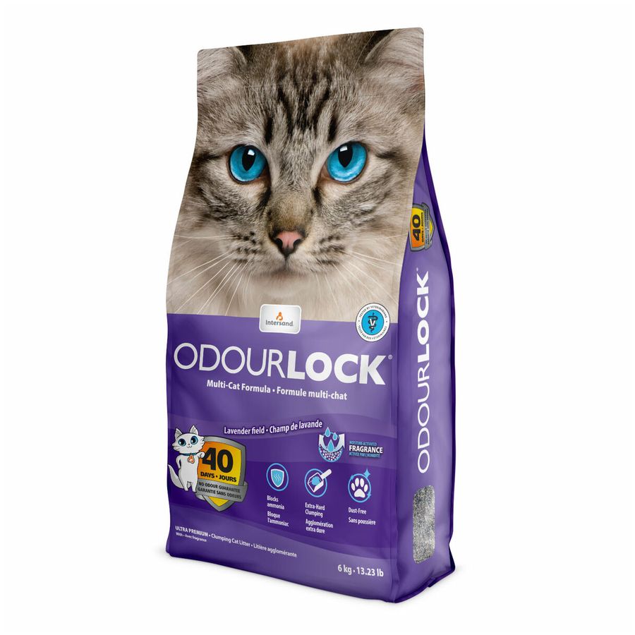 Intersand Odourlock Cat Litter Lavender 6kg - 40-Day Control – Floof ...