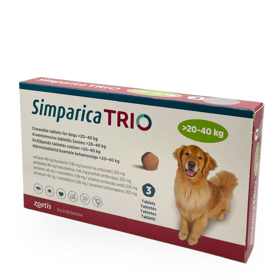 Simparica Trio Dog (20-40kg) All-in-One 6-Way Parasite Chew – Floof ...
